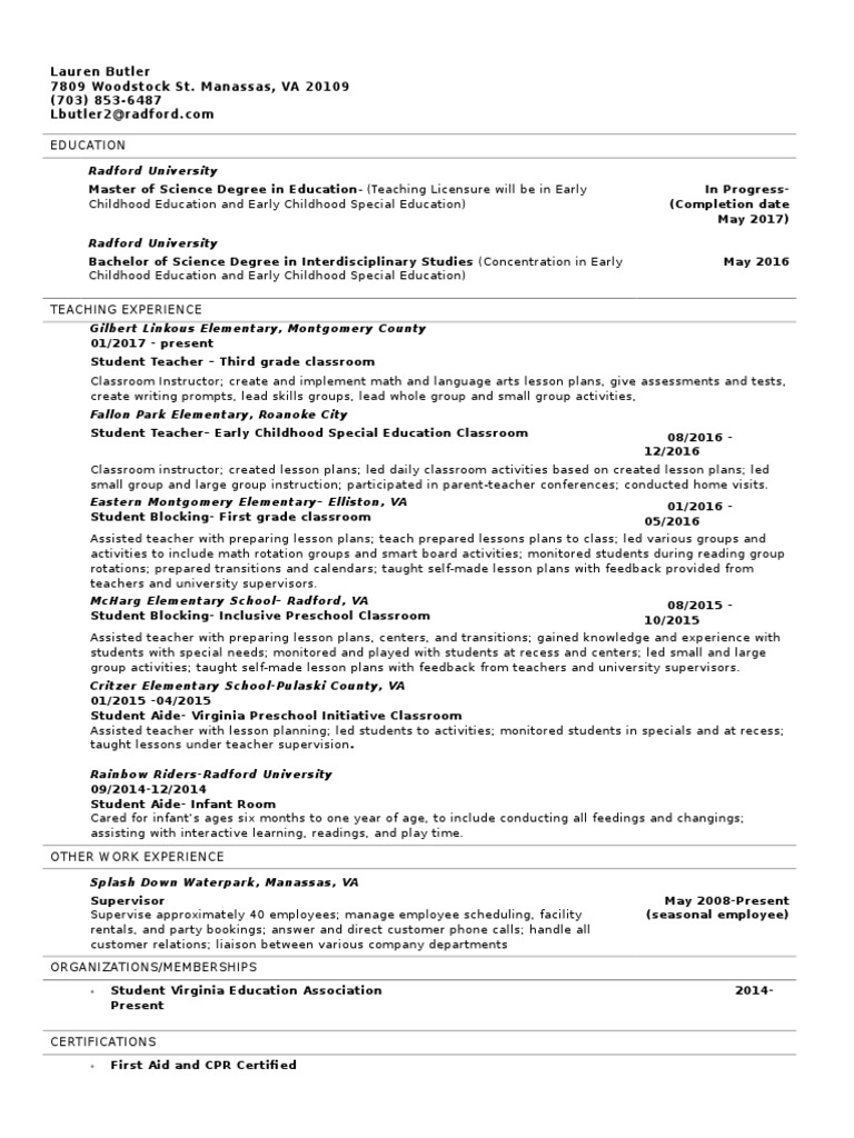 Lauren Resume | PDF | Lesson Plan | Teachers
