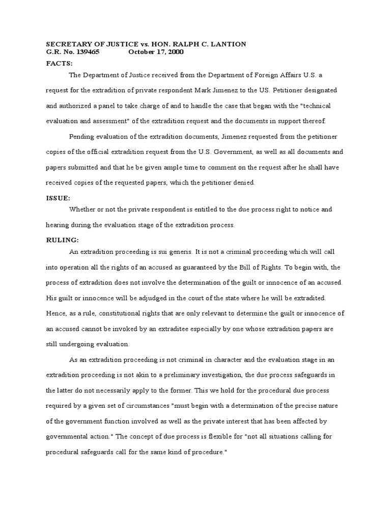 13 Secretary of Justice vs. Hon. Ralph C. Lantion | PDF