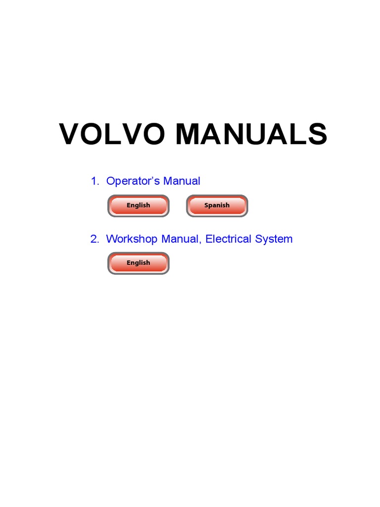 Volvo Manuals: 1. Operator's Manual | PDF