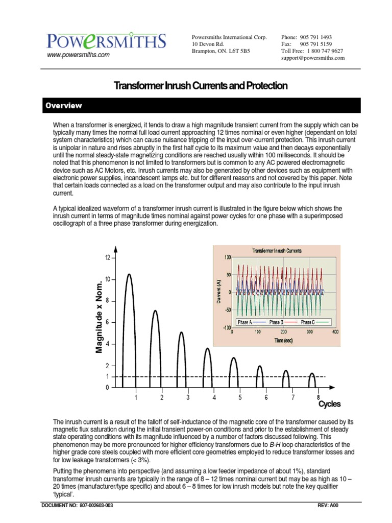 Transformer Inrush Currents and Protection 2603 003 A00 PDF | PDF ...