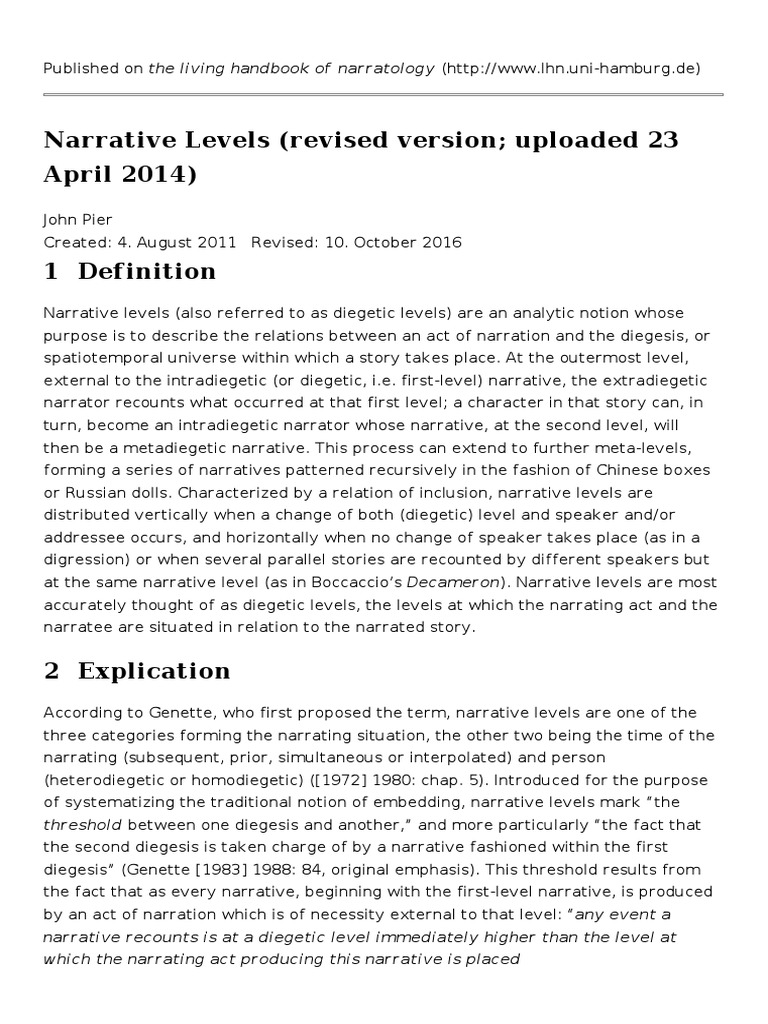 The Living Handbook of Narratology - Narrative Levels (Revised Version ...