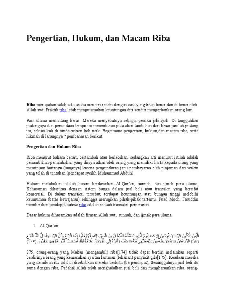 Pengertian Riba | PDF