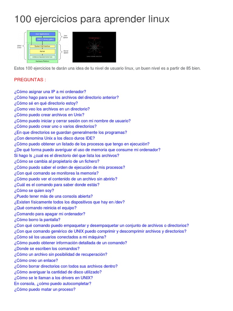 100 Ejercicios para Aprender Linux | PDF