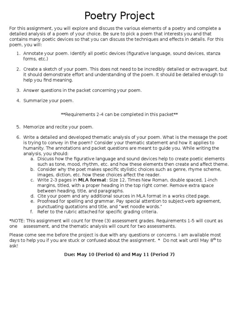Poetry Project Assignment | PDF | Poetry | Writing