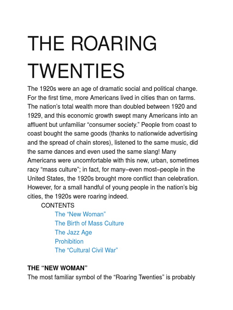 The Roaring Twenties | PDF | Roaring Twenties | Prohibition