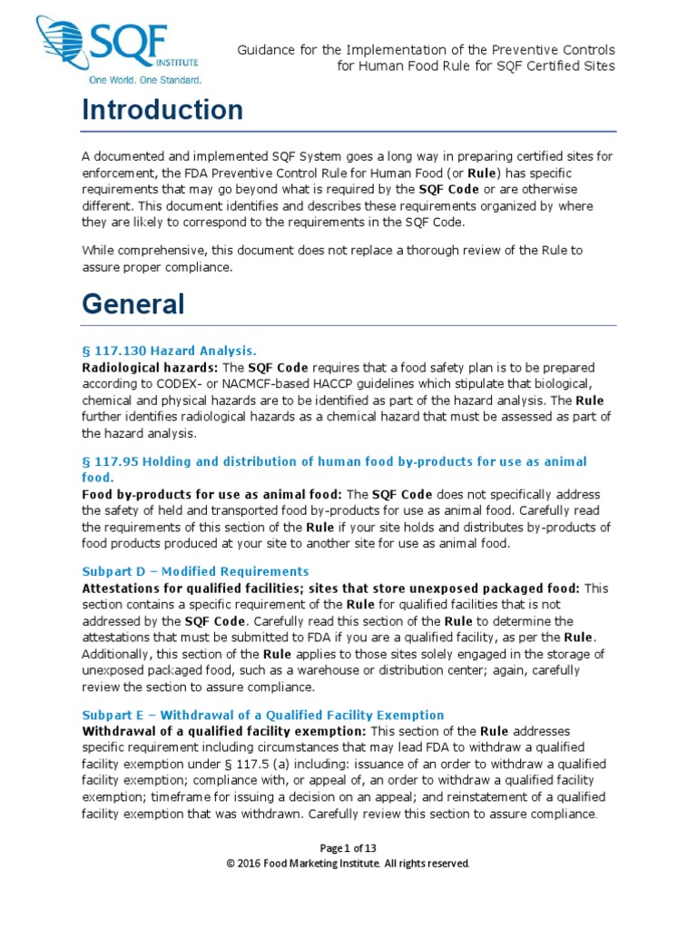 PC-SQF-Guidance-Final.pdf | Verification And Validation | Food Safety