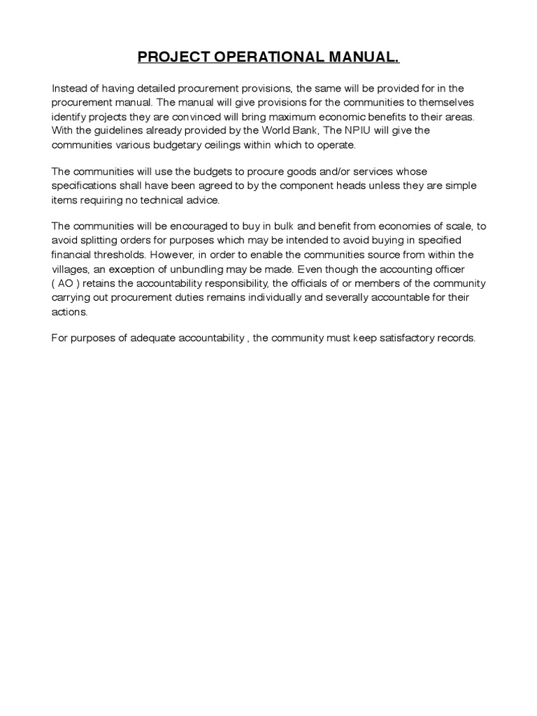 Project Operational Manual | PDF