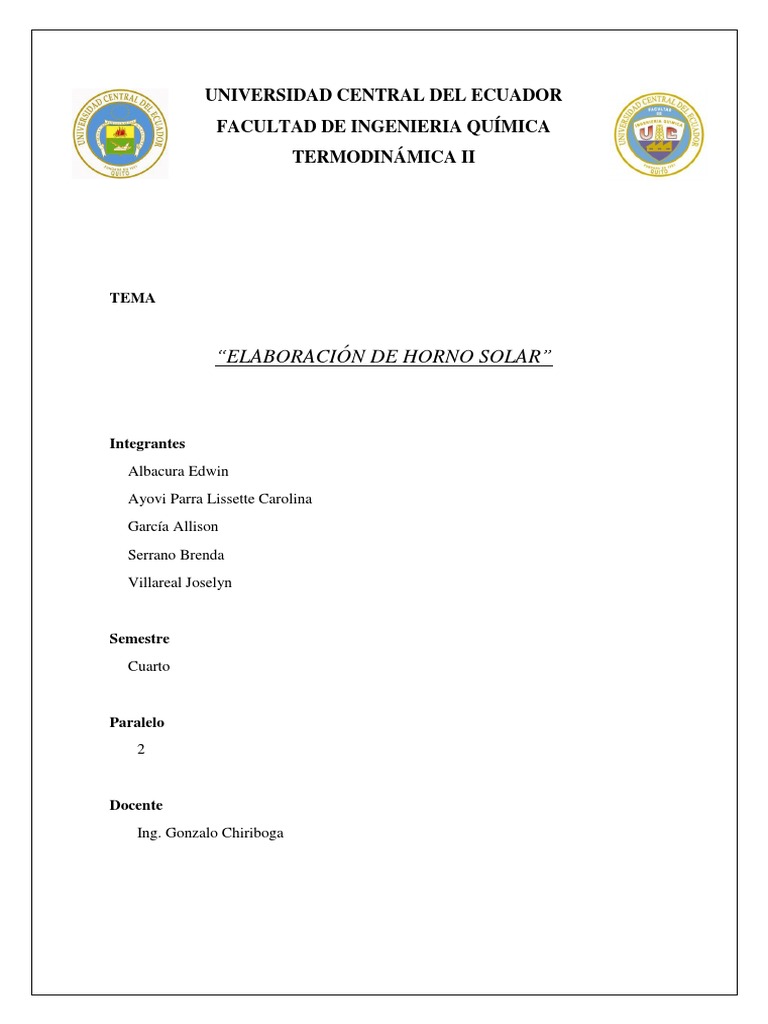 Proyecto de Horno Solar Casero | PDF | Ciencia y matemáticas