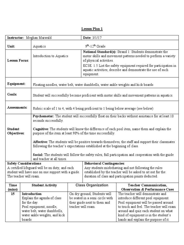 Lesson Plans Edu 670 | PDF | Weight Training | Lesson Plan