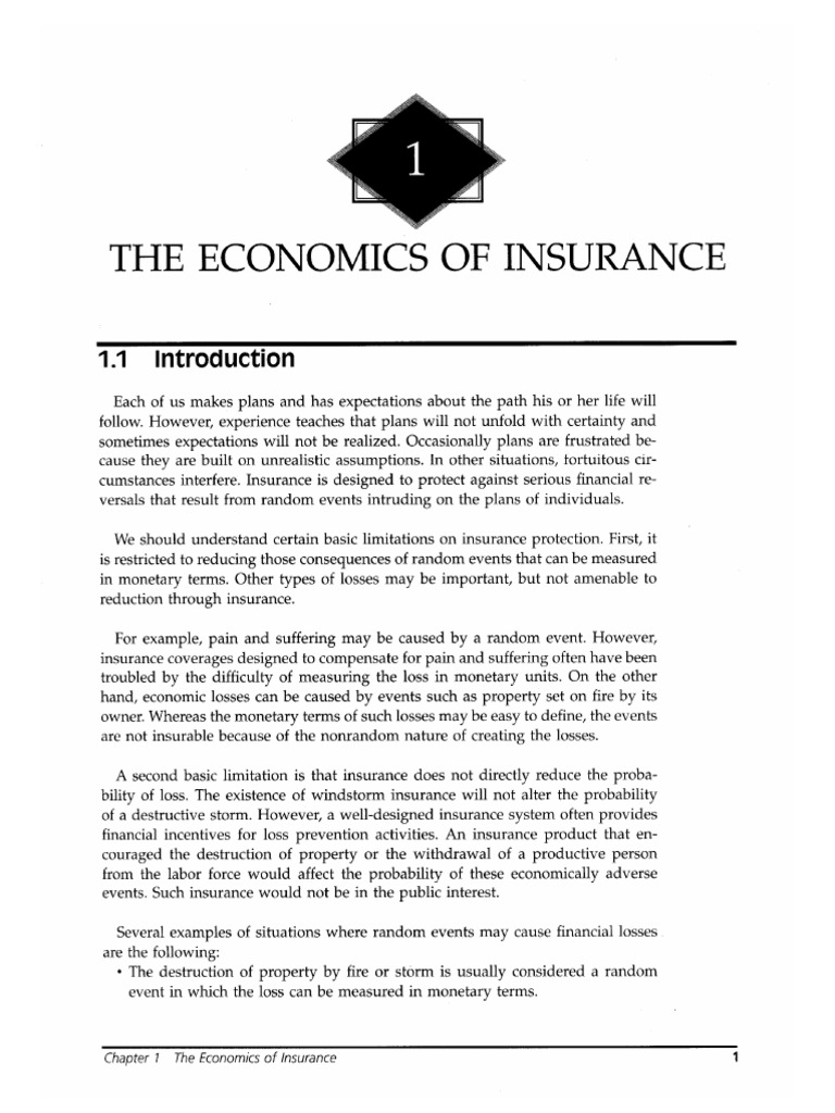 Chapter 1: The Economics of Insurance - Actuarial Mathematics, Bowers | PDF