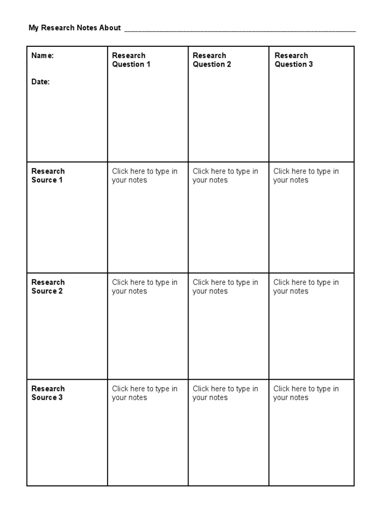Research Notes Template | PDF