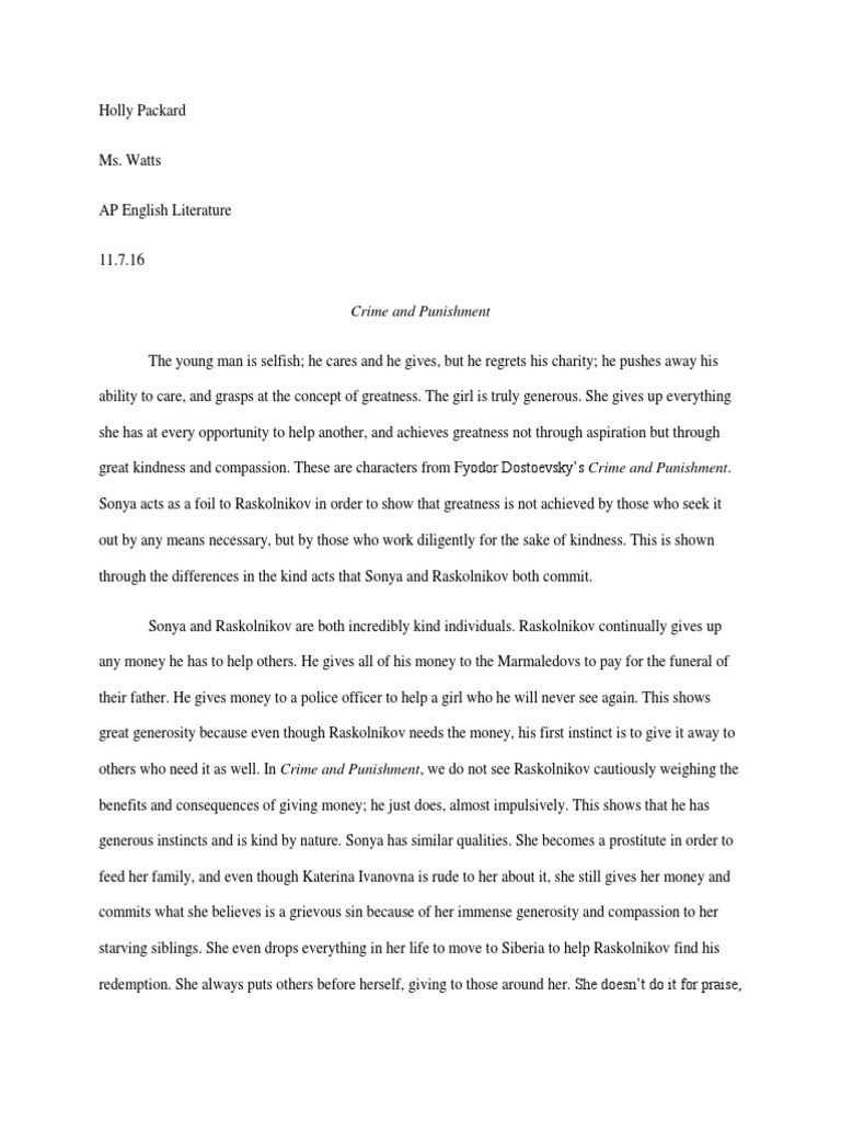 Crime and Punishment Essay Writing Example | PDF | Crime And Punishment ...