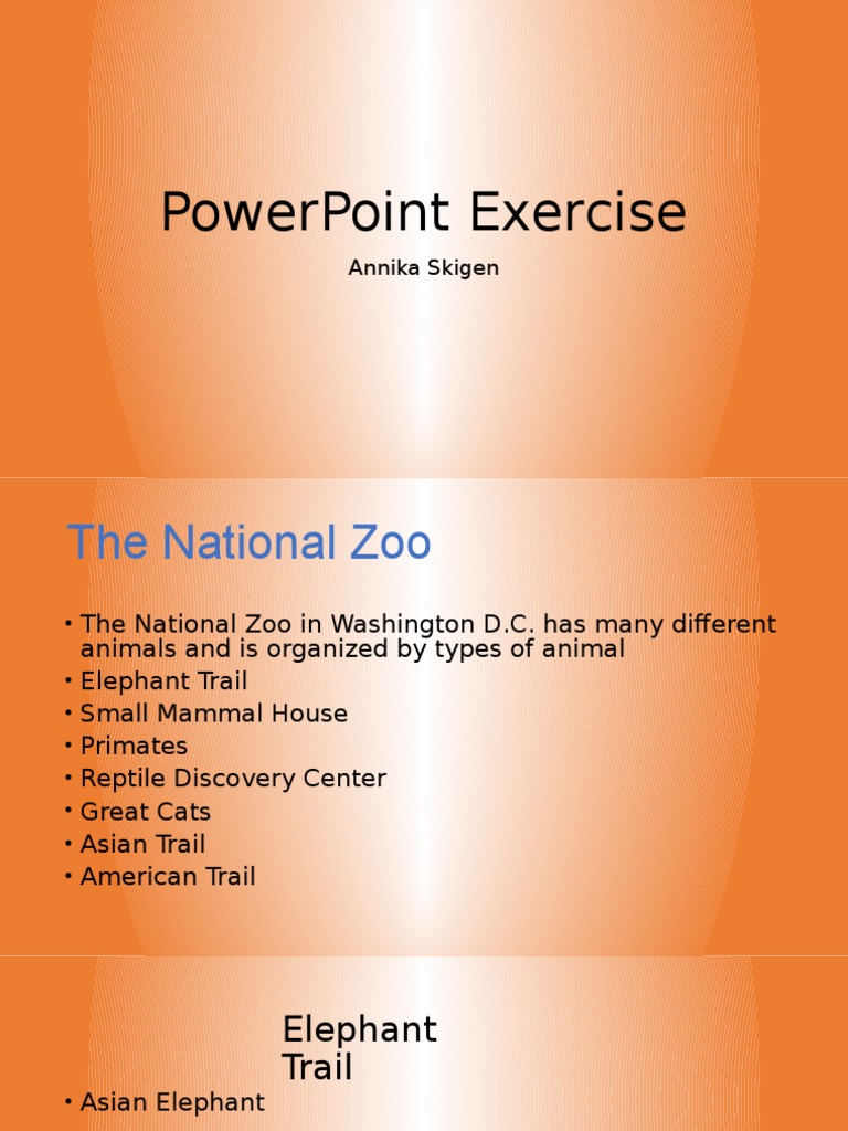 Powerpoint Exercise - National Zoo | PDF | Organisms | Nature
