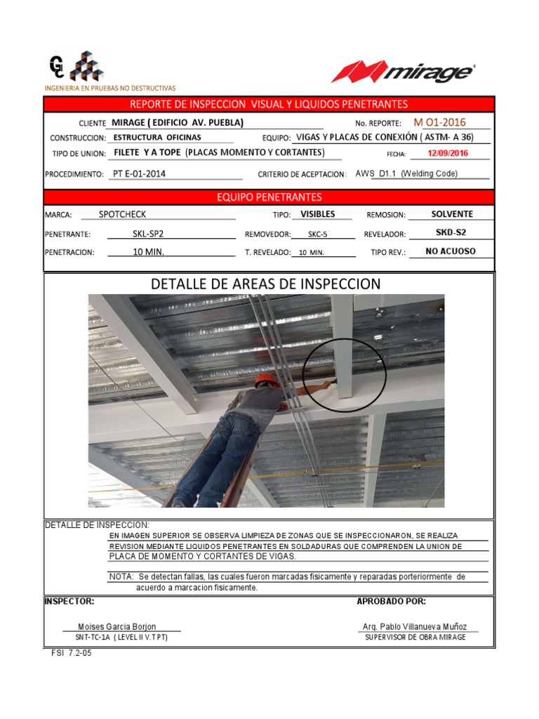 Reporte M01-2016 Inspeccion Estructura Edificio PDF | PDF