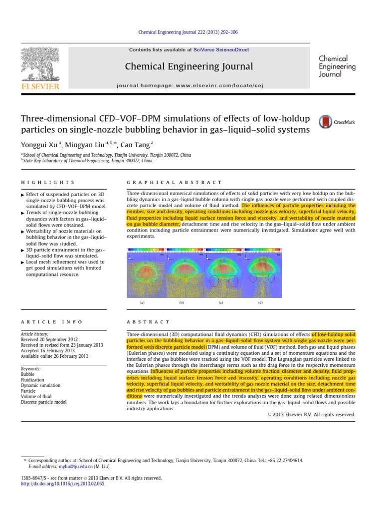 Three-Dimensional CFD-VOF-DPM Simulations of Effects of Low-Holdup Particles On Single-Nozzle ...