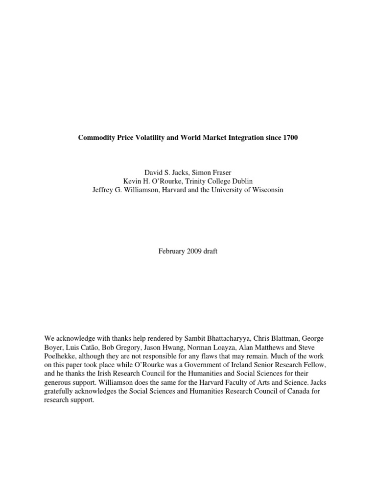 Commodity Price Volatility Analysis 1700-2009 | PDF | Commodity ...