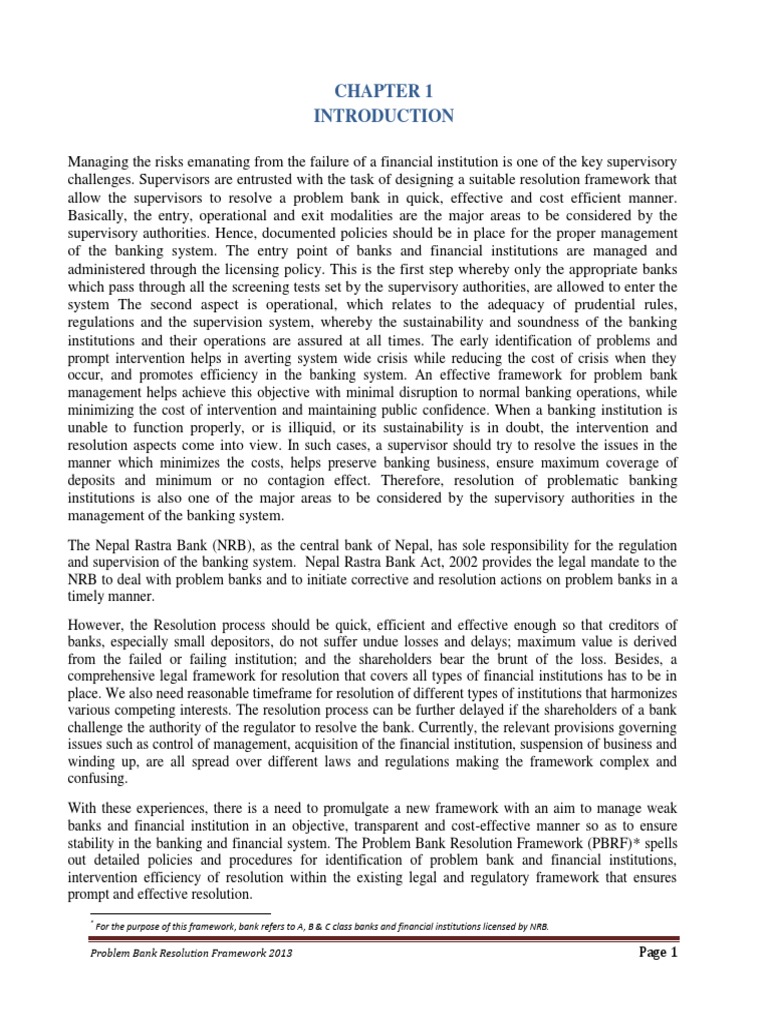 Problem Bank Resolution Framework | PDF | Conservatorship | Due Diligence