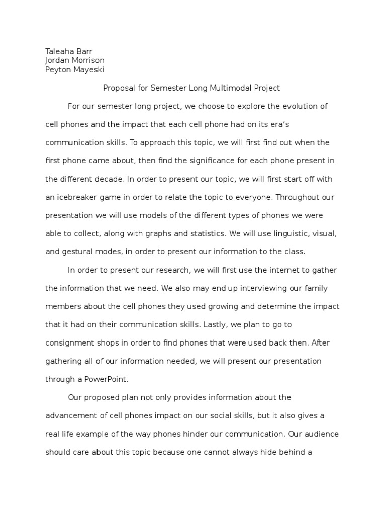 Semester Long Project Proposal | PDF