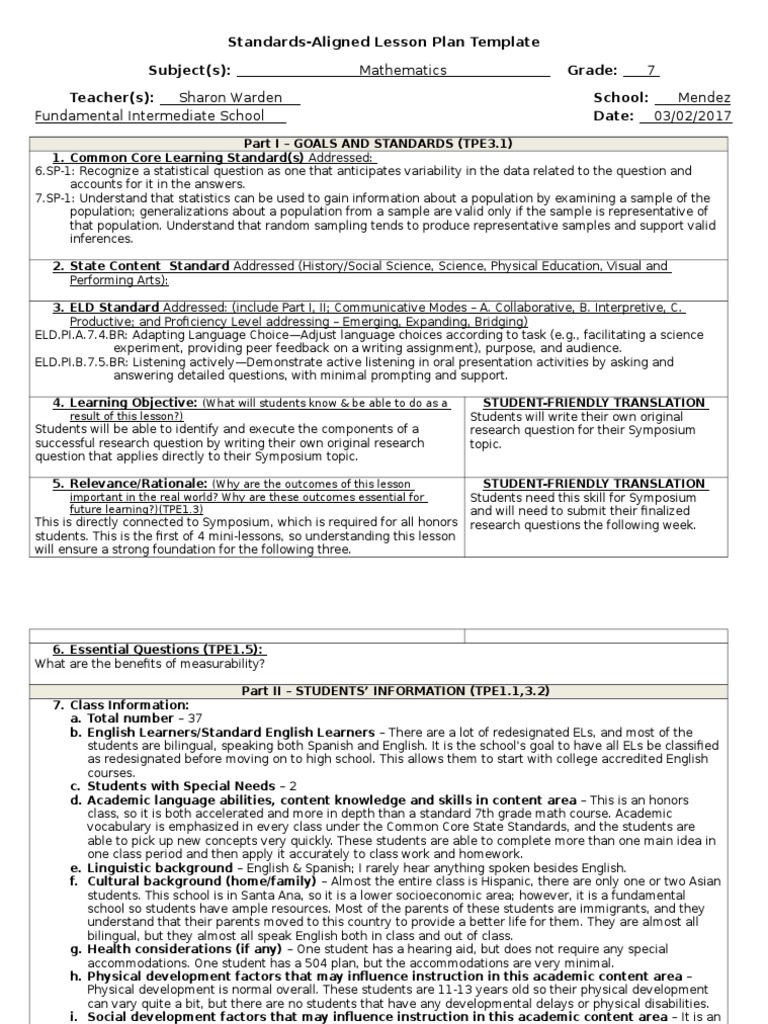 research question lesson plan | Educational Assessment | Lesson Plan