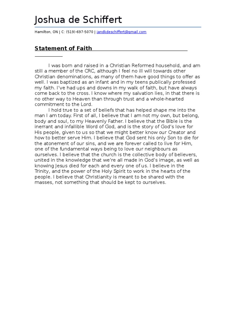 Statement of Faith | PDF