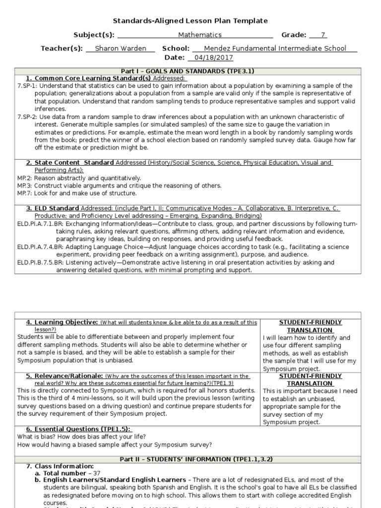 Sampling Methods Biased Samples Lesson Plan | PDF | Survey Methodology ...