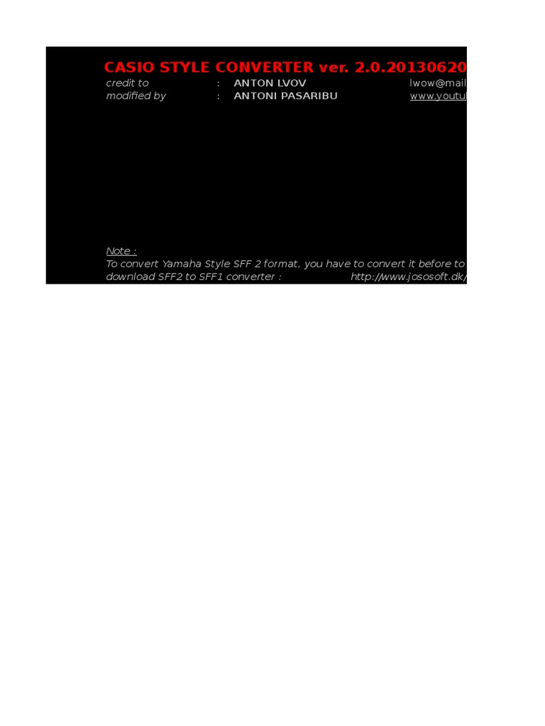 Casio Style Converter Guide v2.0 | PDF