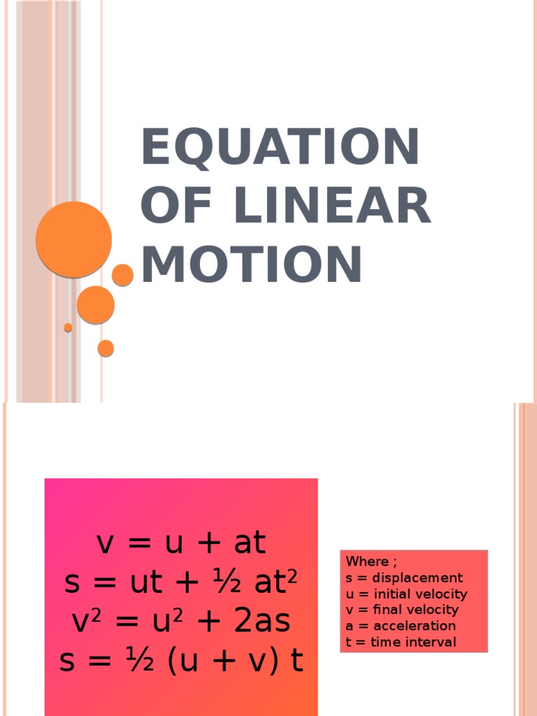 Equation of Linear Motion | PDF
