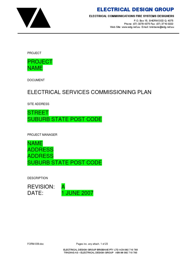 Electrical Services Commissioning Plan.pdf | Fuse (Electrical) | Power ...