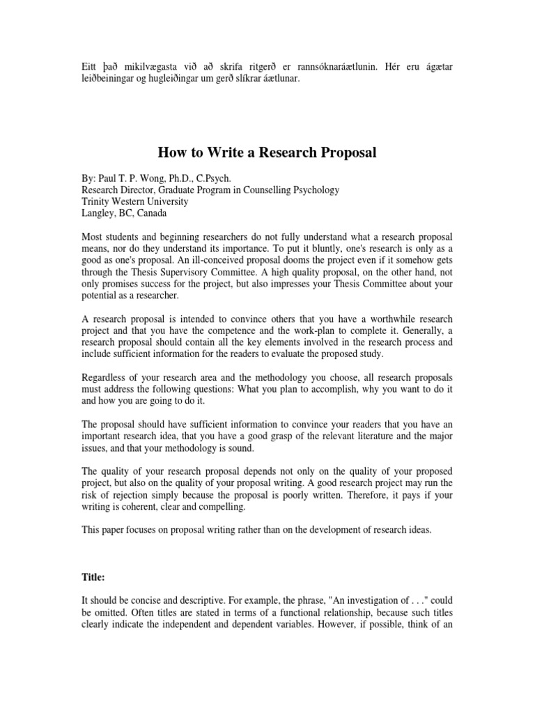 How To Write A Research Proposal | PDF | Qualitative Research | Hypothesis
