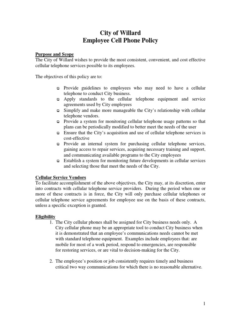 No Cell Phone Policy At Work Sign