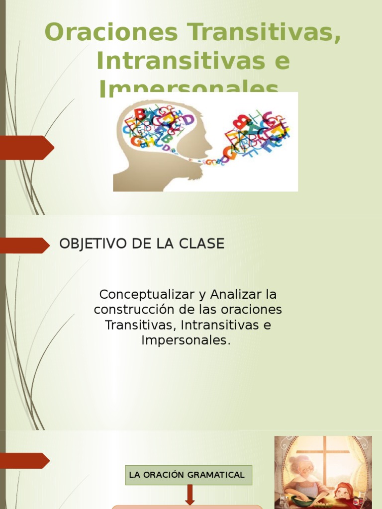 Oraciones transitivas e intransitivas | Verbo | Oración (Lingüística)