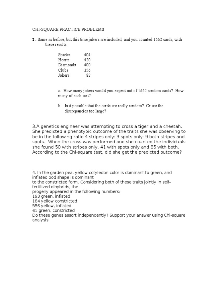 Chi Square Practice Problems KEY | PDF | Chi Squared Distribution | Chi ...