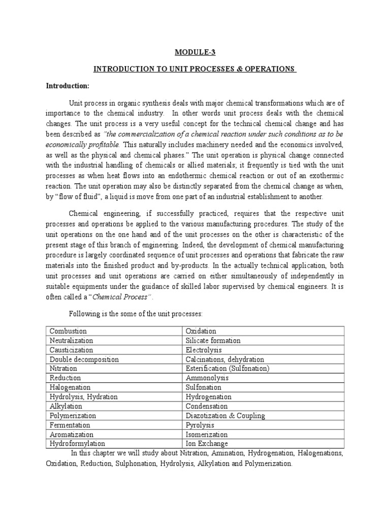 Module-3 Introduction To Unit Processes & Operations | PDF | Chemical ...