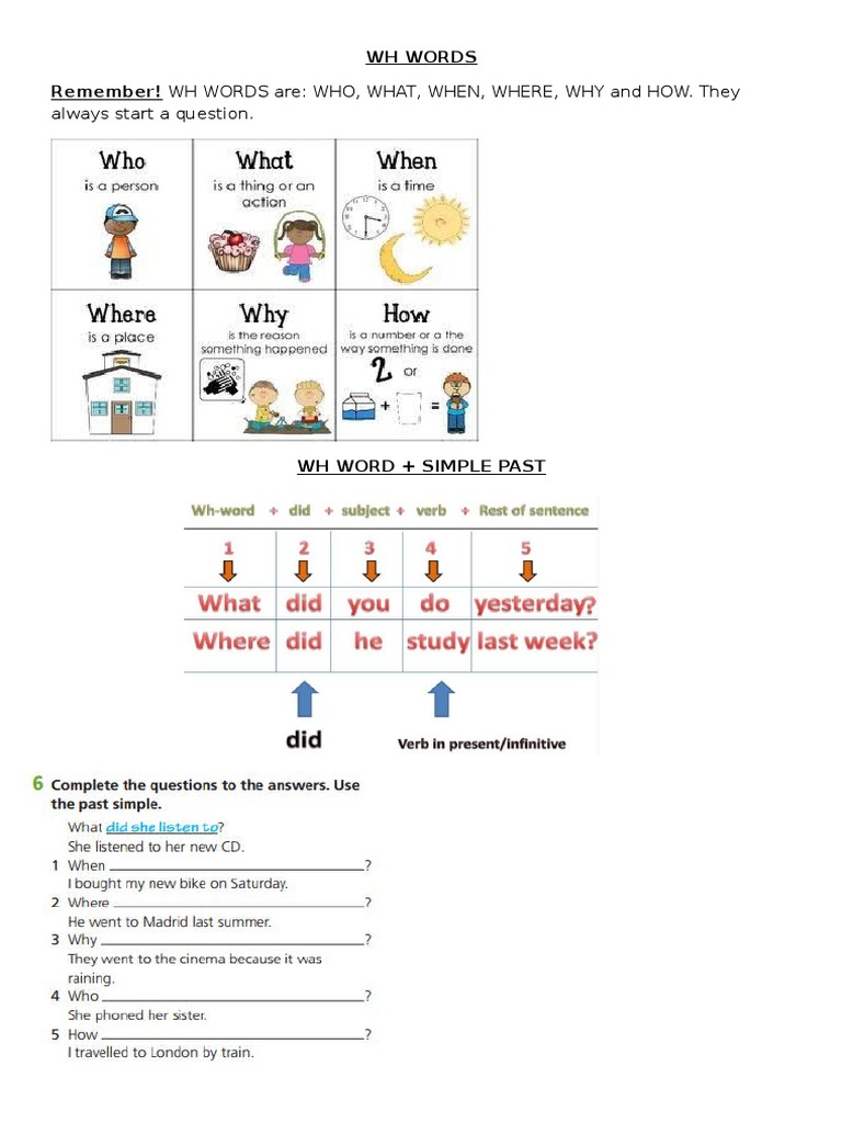 Always Start A Question.: WH Words Remember! WH WORDS Are: WHO, WHAT ...