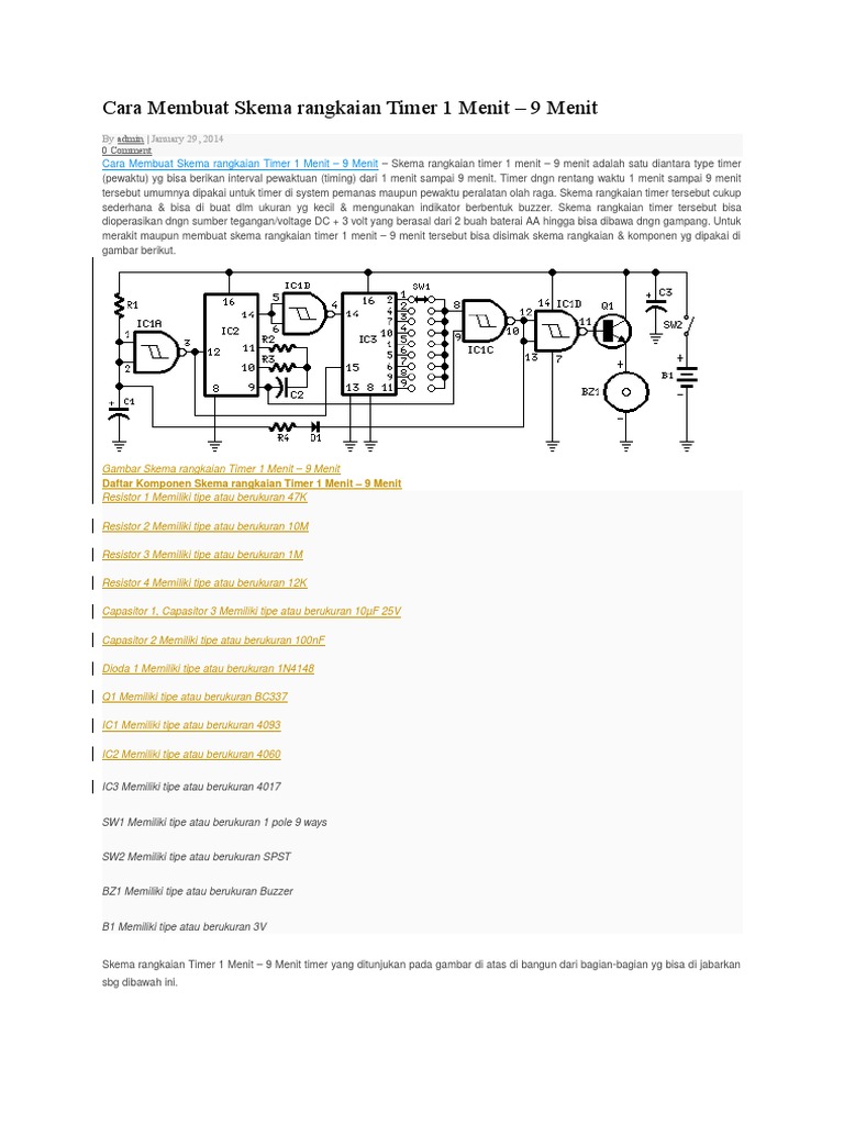 Cara Membuat Skema Rangkaian Timer 1 Menit | PDF