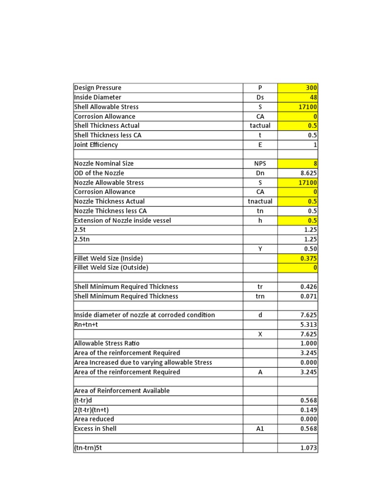 Nozzle Reinforcement Calculation Guide | PDF | Industrial Processes ...
