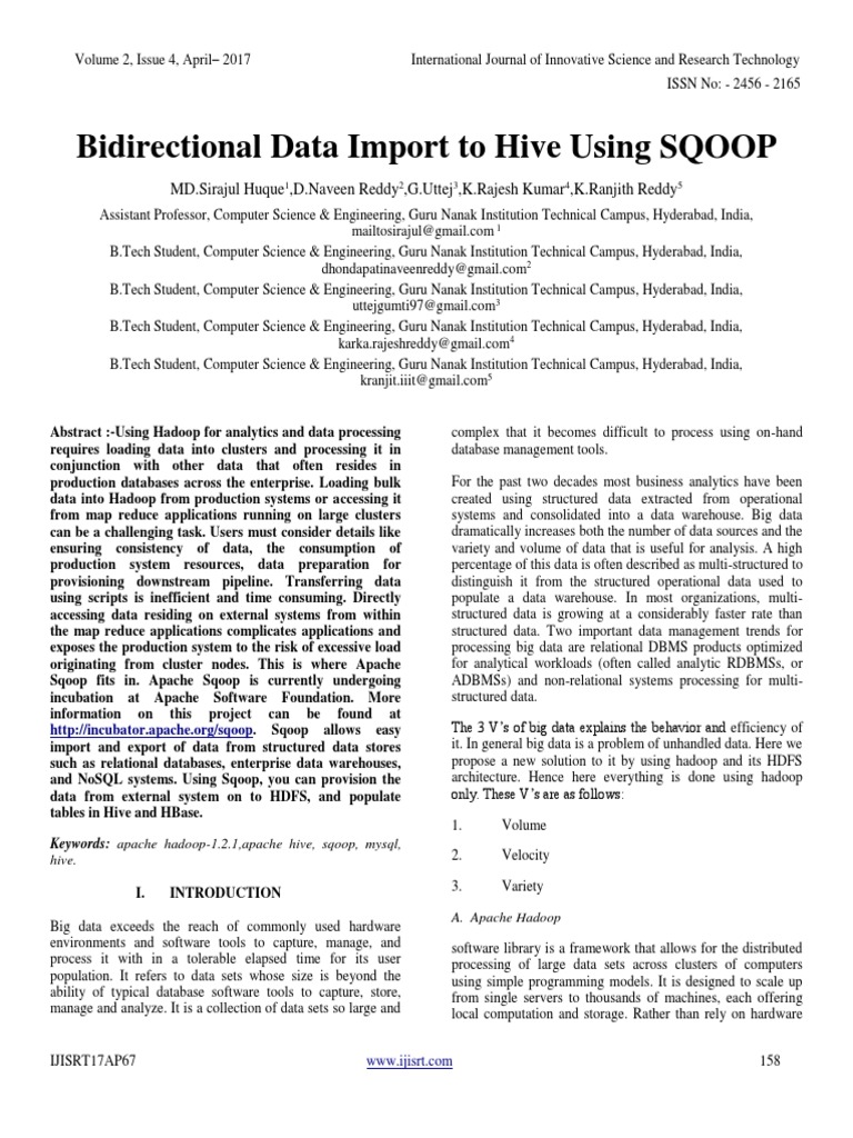Bidirectional Data Import To Hive Using SQOOP | PDF | Apache Hadoop | Databases