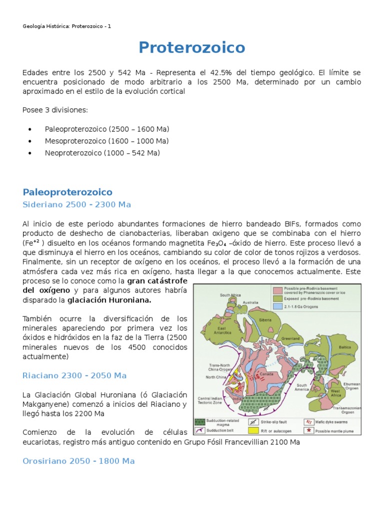 Evolución Geológica del Proterozoico | PDF | Ciencias de la Tierra ...
