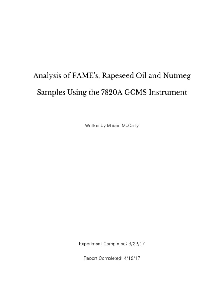 Gcms Report | PDF | Gas Chromatography | Mass Spectrometry