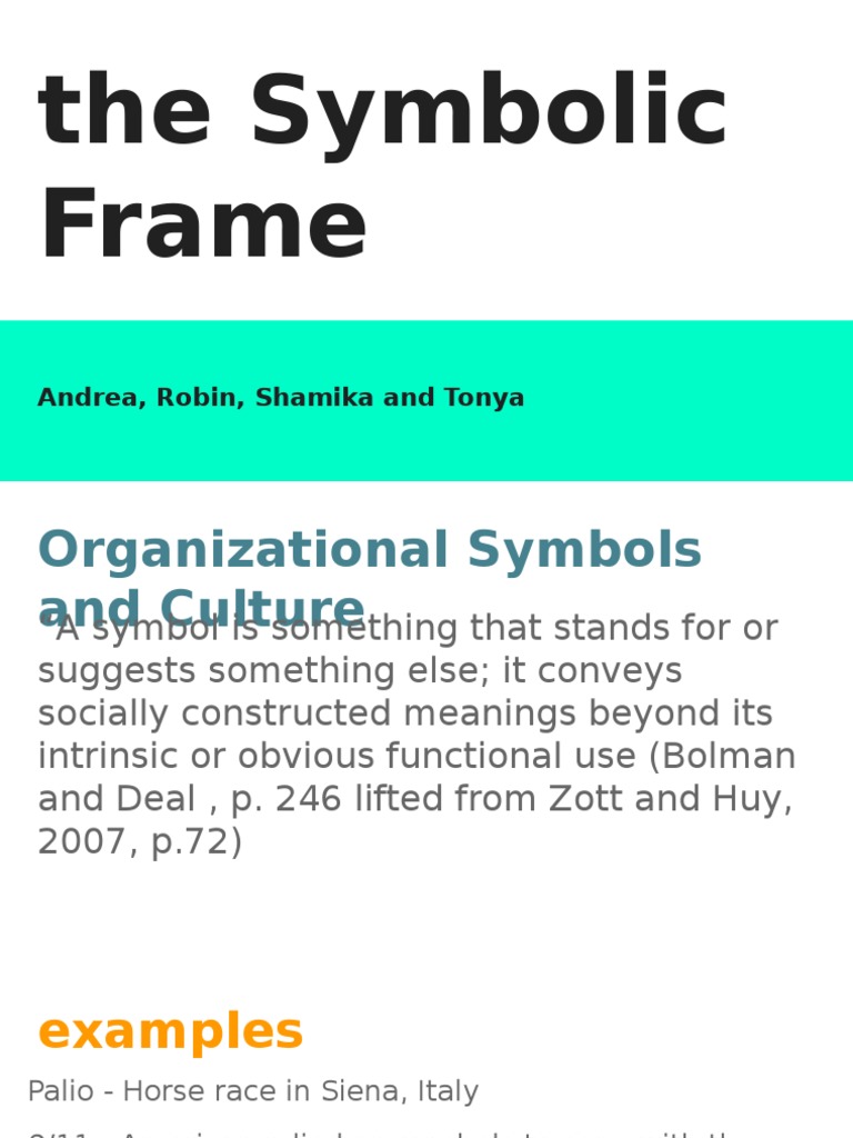 The Symbolic Frame: Andrea, Robin, Shamika and Tonya | PDF ...