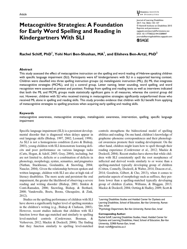 2017 Metacognitive Strategies | PDF | Metacognition | Reading (Process)