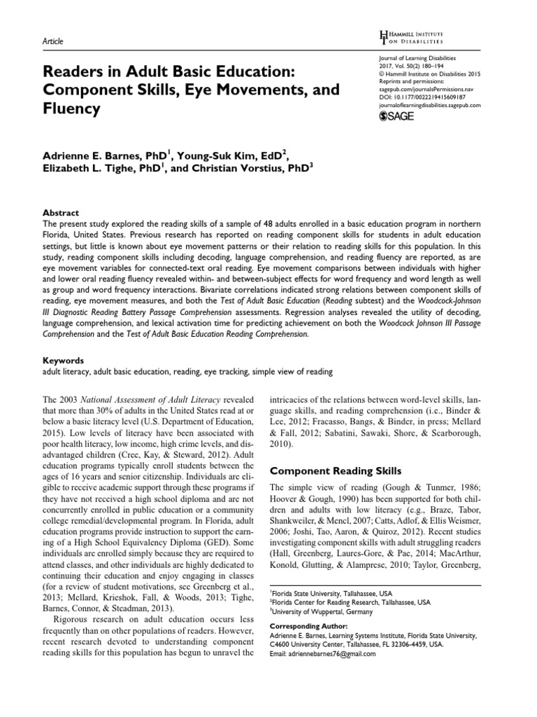 2017 Readers in Adult Basic Education | PDF | Reading Comprehension ...