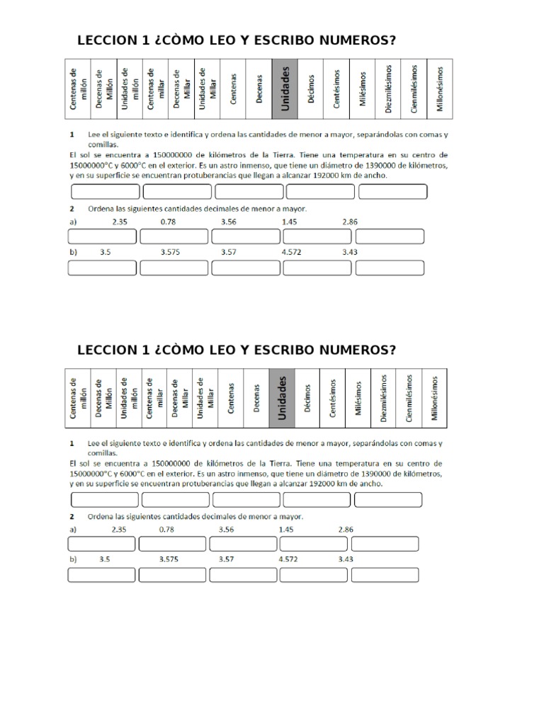Leo y Escribo Numeros | PDF