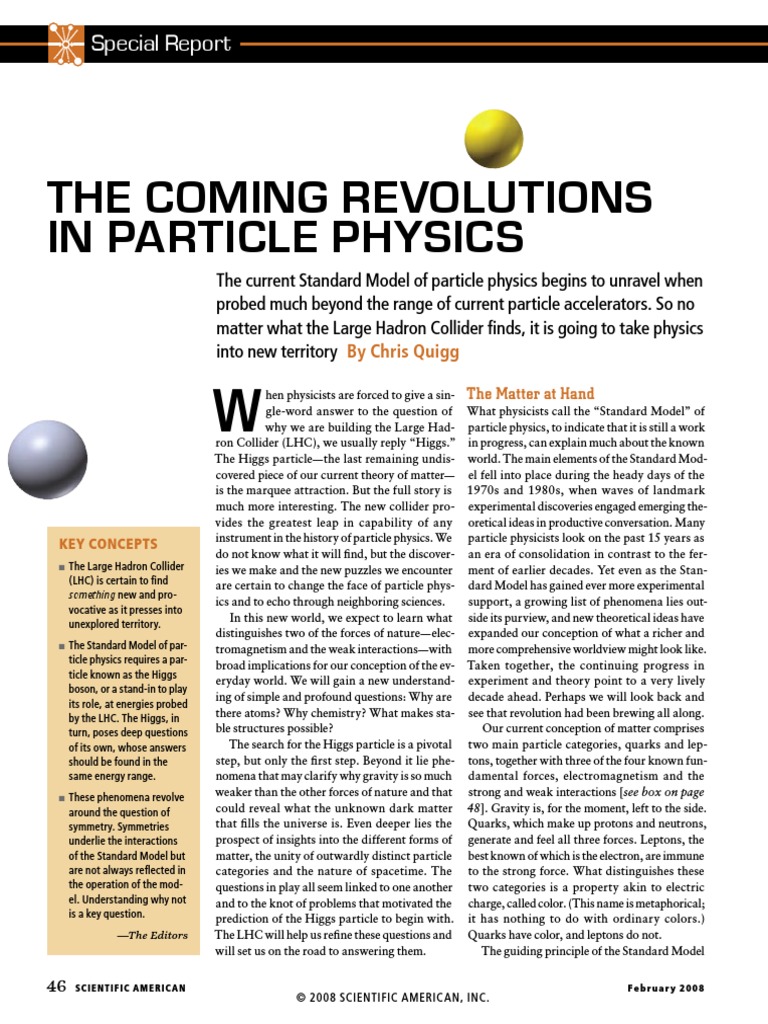 The Coming Revolutions in Particle Physics: Special Report | PDF