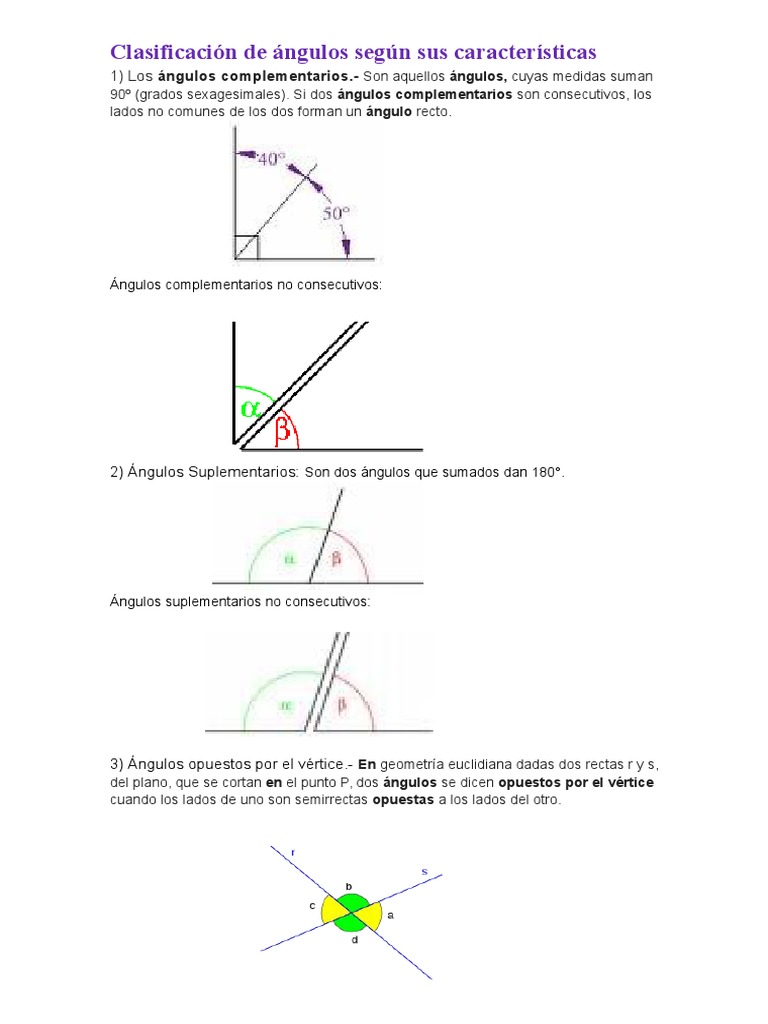 Clasificación de Ángulos Según Sus Característica | PDF