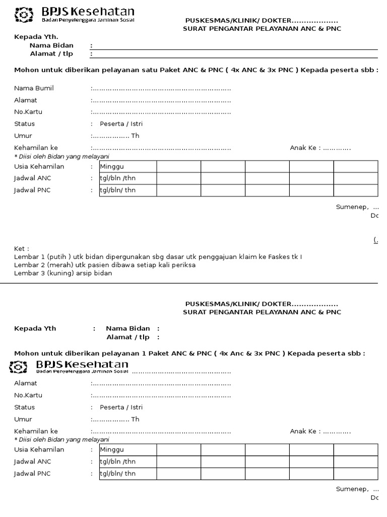 Form Klaim Anc PNC | PDF