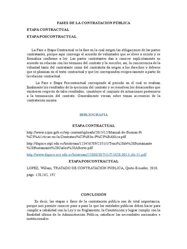 Fases De La Contratacion Pública Pdf