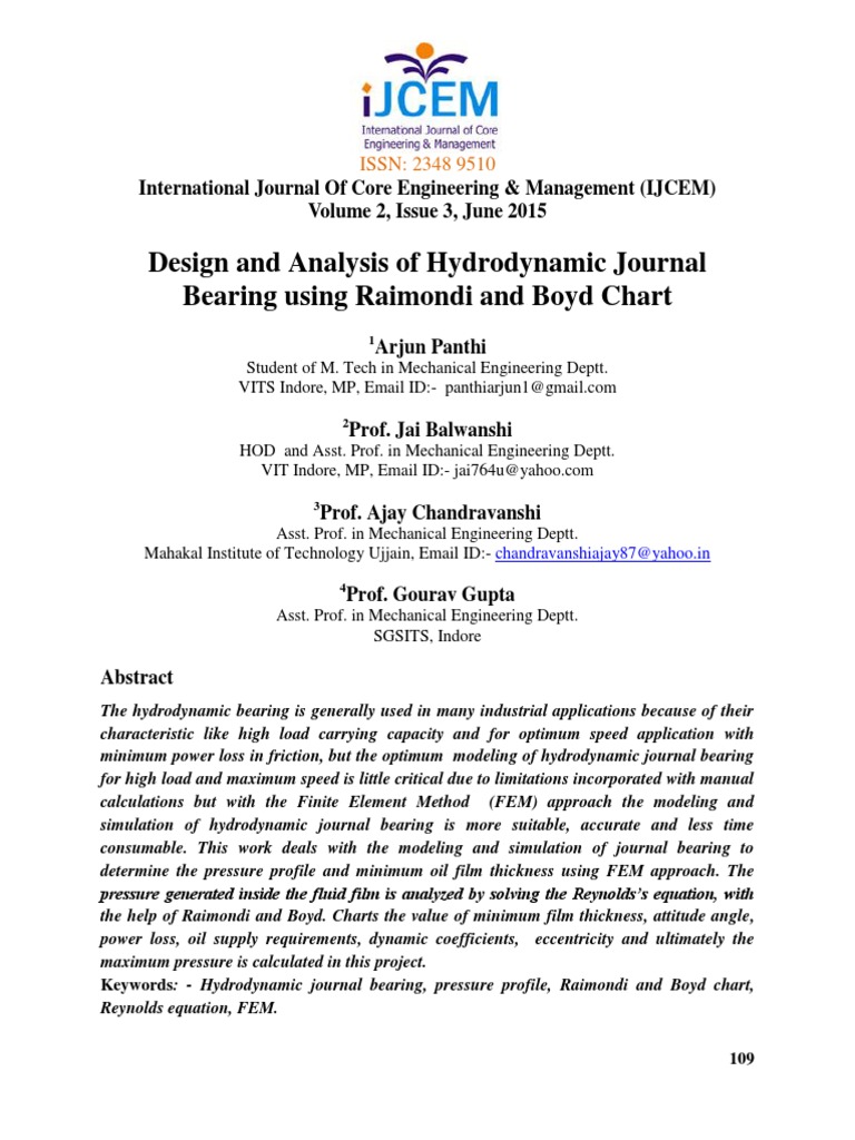 Hydrodynamic Journal Bearing Design Analysis | PDF | Bearing ...