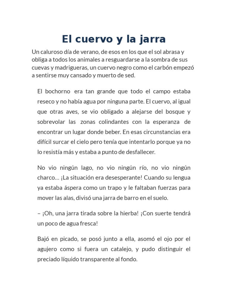 El cuervo y la jarra