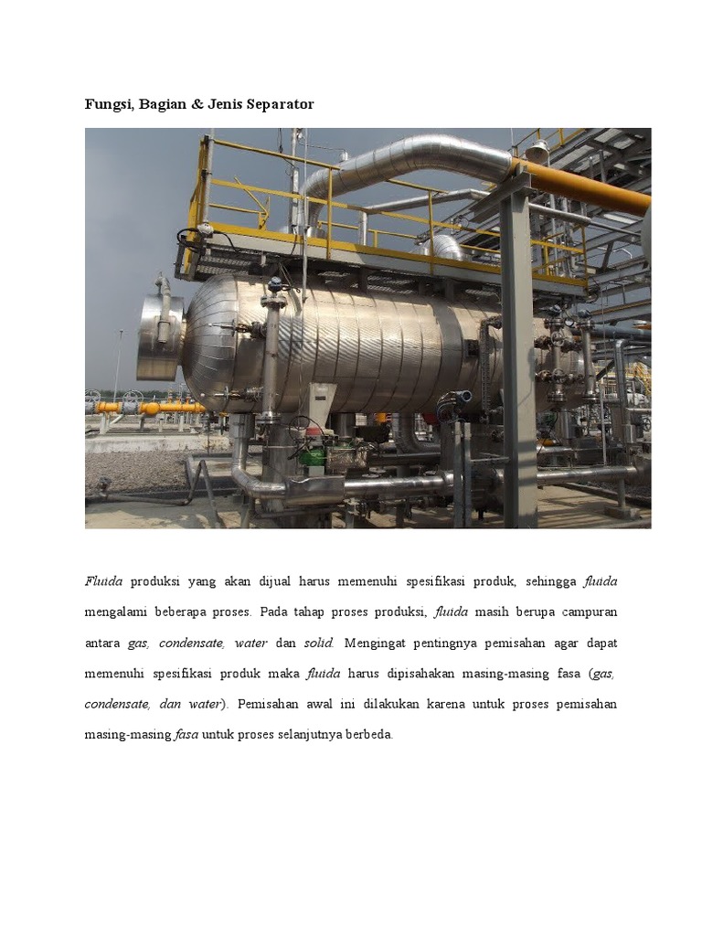 Fungsi Dan Bagian Separator | PDF